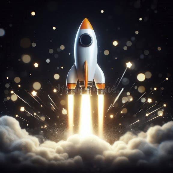 3D Rocket Launch Concept Symbolizing Innovation and Progress Stock ...