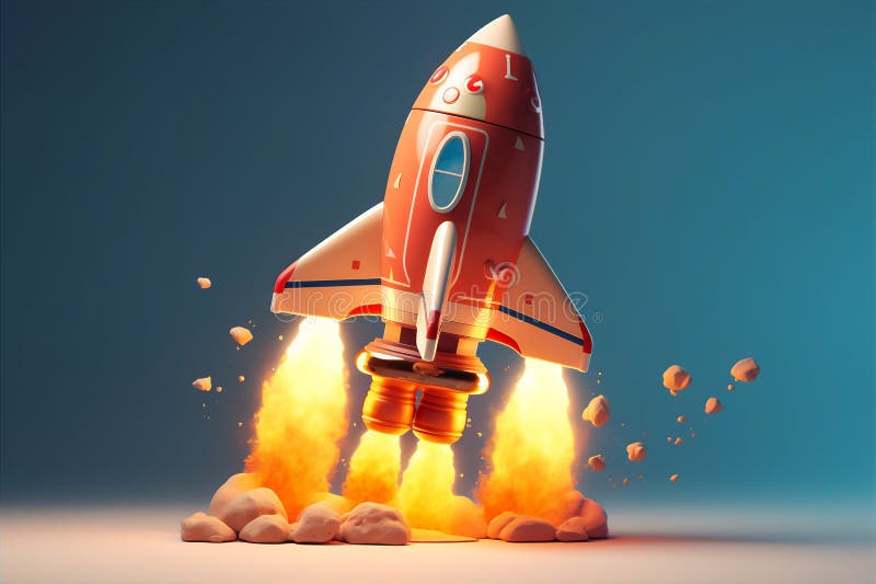 3d Rocket Launching Out, Business Concept. AI Generated. Stock ...