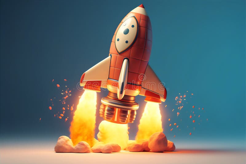 AI Generated Art of Rocket Taking Off Stock Illustration - Illustration ...