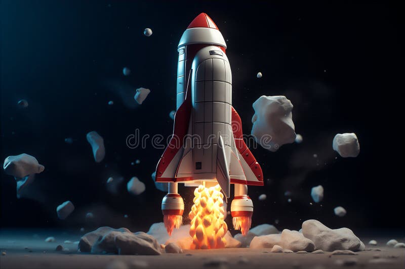 3d Rocket Launching Out, Business Concept. AI Generated. Stock Photo ...