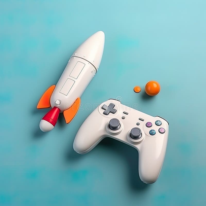 3D Rocket Model Shares the Spotlight with a Game Controller Against a ...