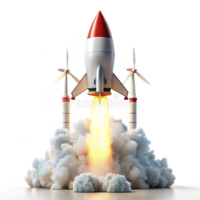 3D Rocket with Smoke Isolated on White Stock Illustration ...