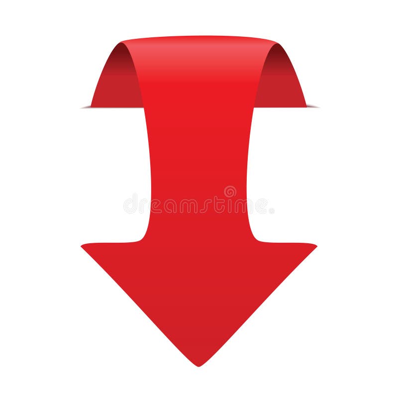 3d rode pijl naar beneden vector illustratie. Illustration of knoop ...