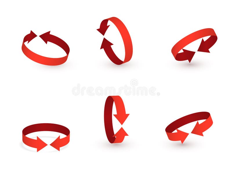 3D Rotation Sign Red Icon. 360 Rotation Arrows Sign Stock Vector ...