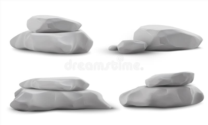 3D Stone Podium Vector Set, Granite Stack Stand for Product ...