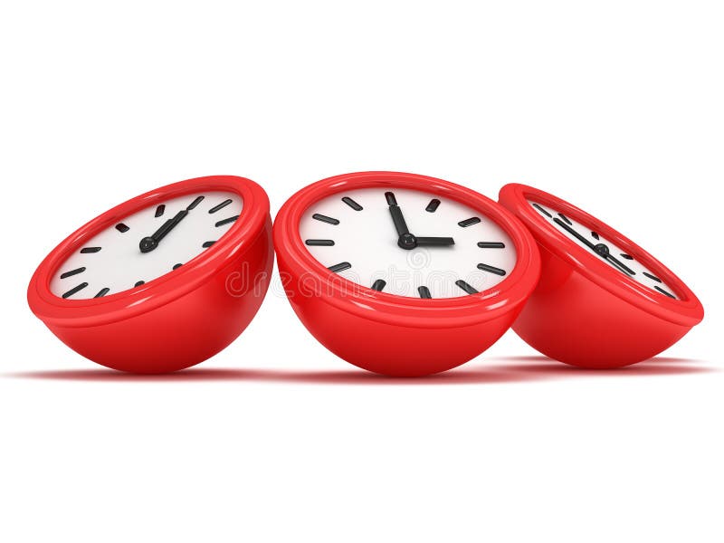3D Round Clocks Shows Different Time Stock Illustration - Illustration ...