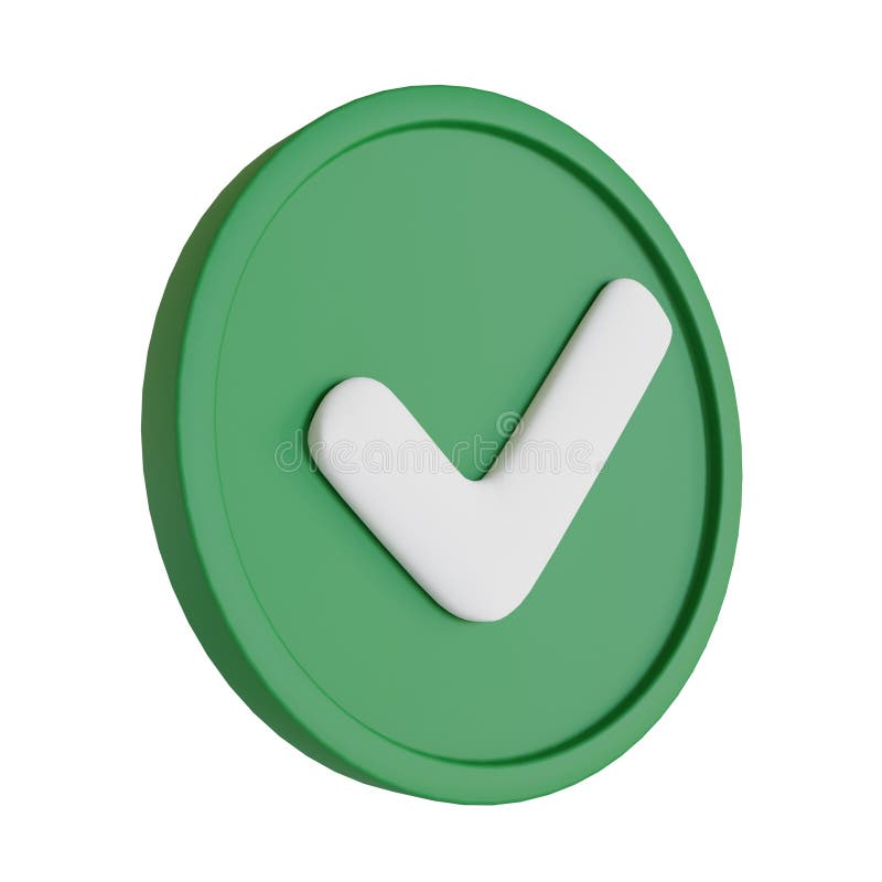 3D Round Green Checkbox. Check Mark. 3D Illustration. Isolated on White ...