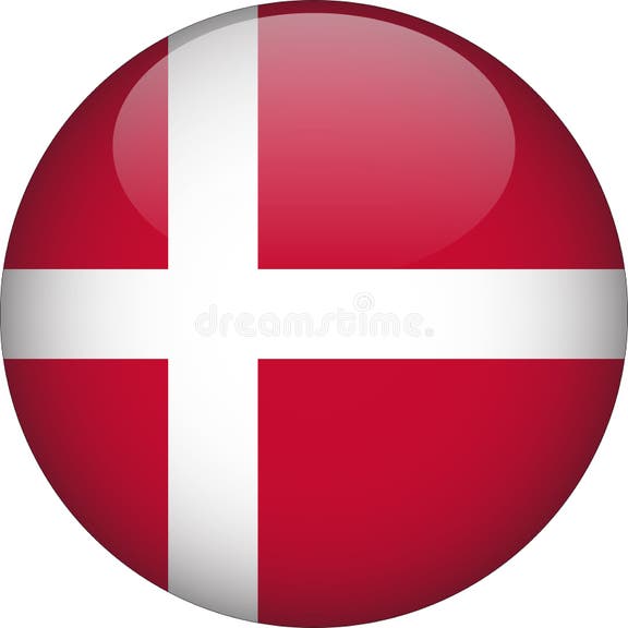 Denmark 3D Rounded Flag Vector Button Icon Stock Illustration ...