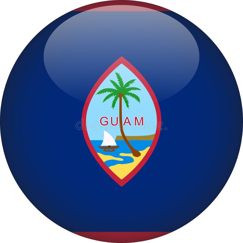 Guam 3D Rounded Flag Vector Button Icon Stock Illustration ...
