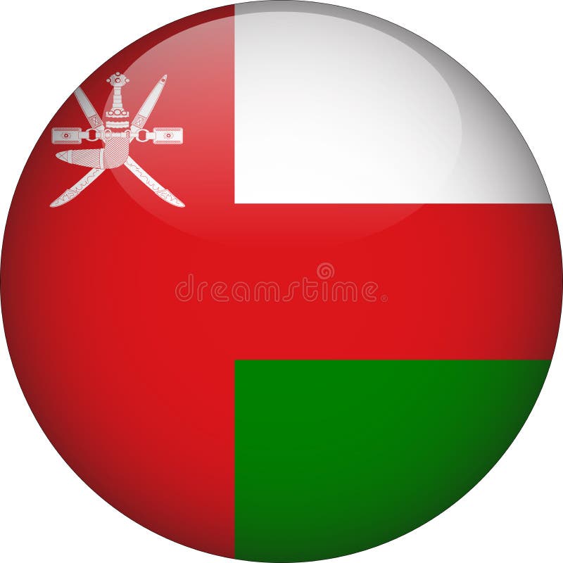 Oman 3D Rounded Flag Vector Button Icon Stock Illustration ...