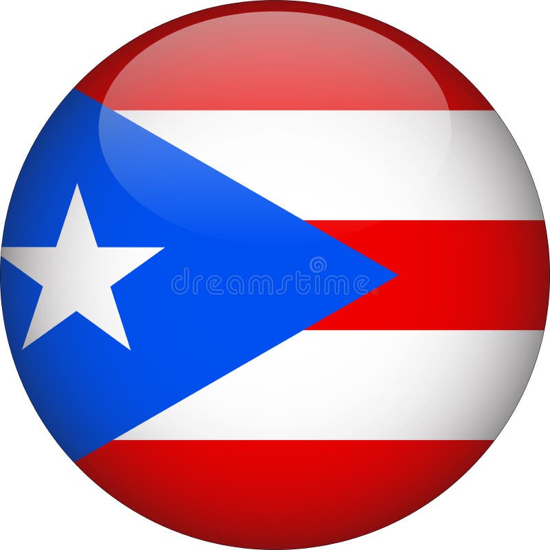 Puerto Rico 3D Rounded Flag Vector Button Icon Stock Illustration ...