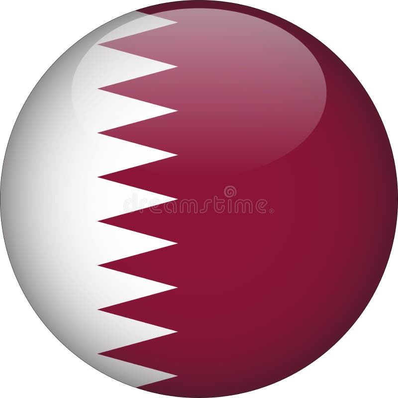 Qatar 3D Rounded Flag Vector Button Icon Stock Illustration ...