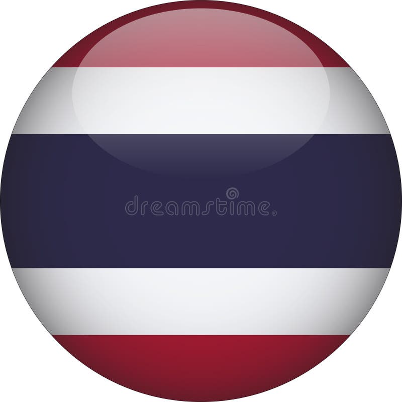 Thailand 3D Rounded Flag Vector Button Icon Stock Illustration ...