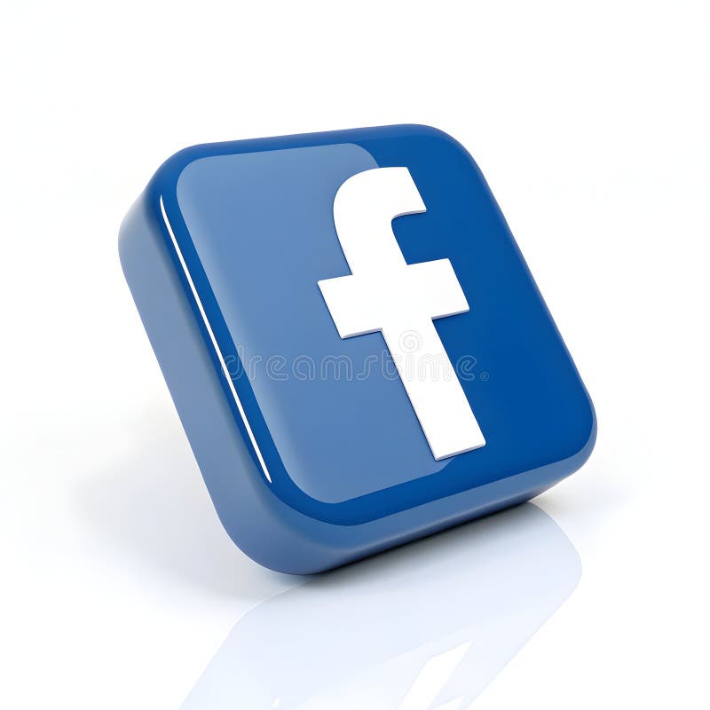 3D Rounded Square with Glossy Facebook Logo Isolated on White ...
