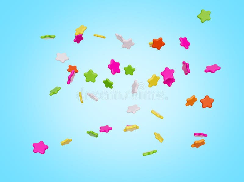 3d Rounded Star Candies, 3d Sugar Coated Rainbow Candies Falling on ...