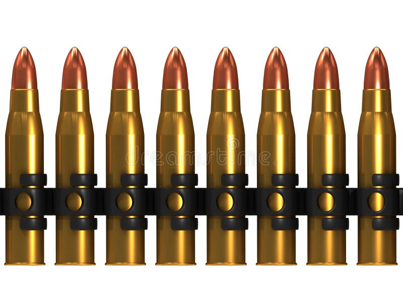 3d Row of Machine Gun Bullets Stock Illustration - Illustration of ...