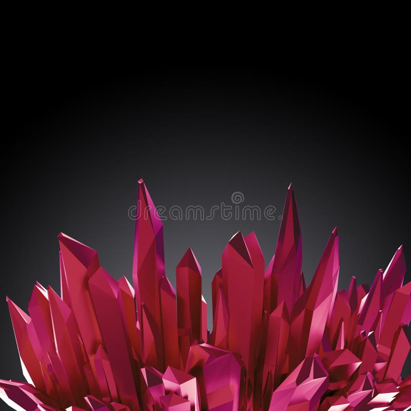 3d Ruby Red Crystals Background, Crystallized Object, Abstract Creative ...