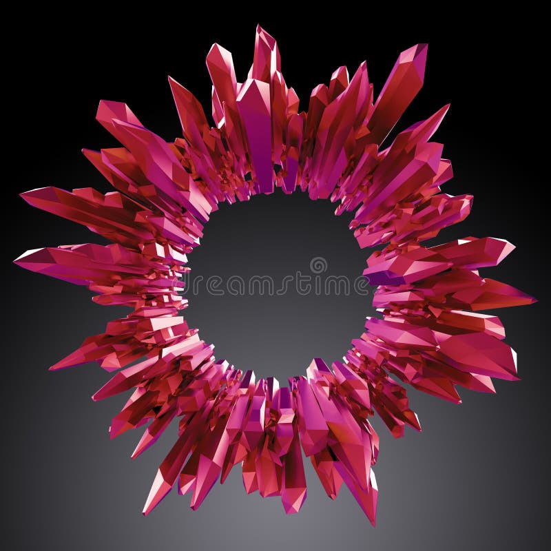 3d Ruby Red Crystals Background, Crystallized Round Object, Abst Stock ...