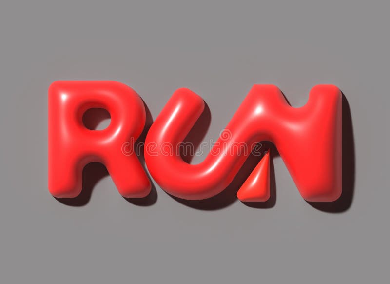 3D Run Lettering Typographical Transparent Psd Stock Illustration ...