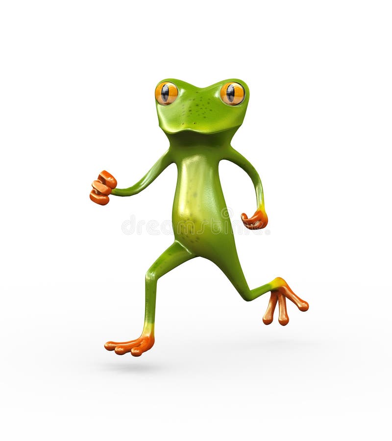 3d running frog stock illustration. Illustration of active - 54635244