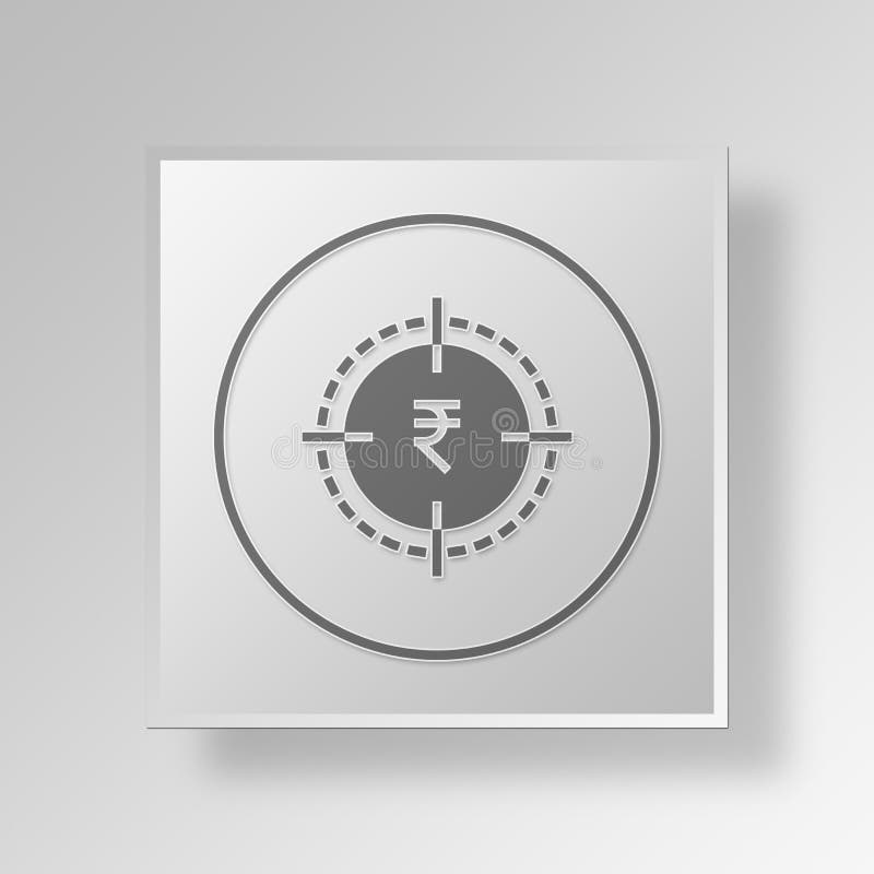 3D Rupee Aim Icon Business Concept Stock Illustration - Illustration of ...