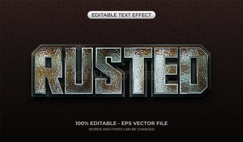 3D Rusted Text Effect. Editable Rustic Metal Text Effect Stock Vector ...