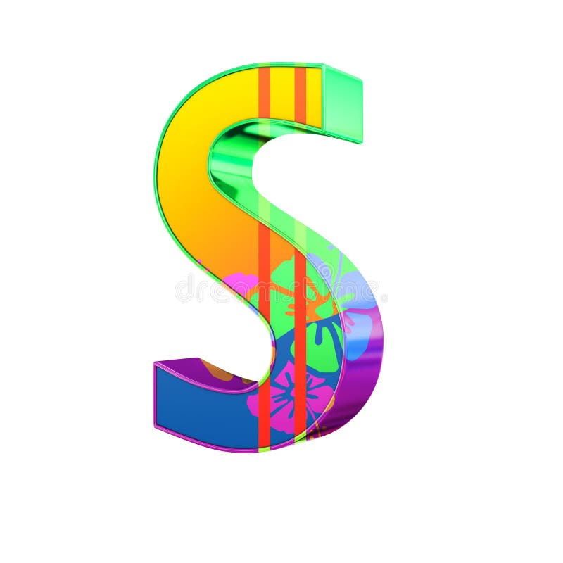 3D `F` Letter with Exotic Colors Stock Illustration - Illustration of ...