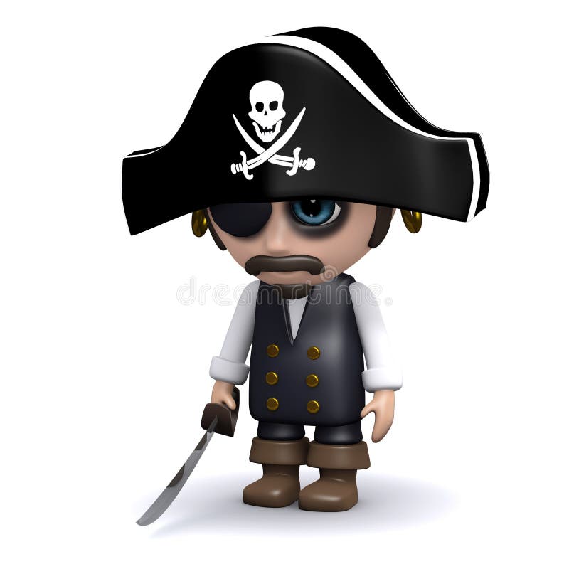 3d Sad pirate stock illustration. Illustration of thief - 39021383