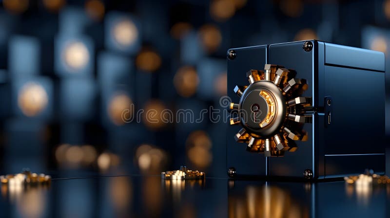 A 3D Safe with Floating Digital Locks, Representing Secure Financial ...