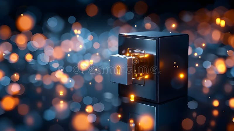A 3D Safe with Floating Digital Locks, Representing Secure Financial ...