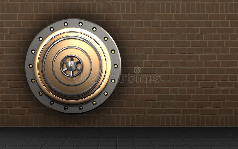 3d safe golden vault door stock illustration. Illustration of ...