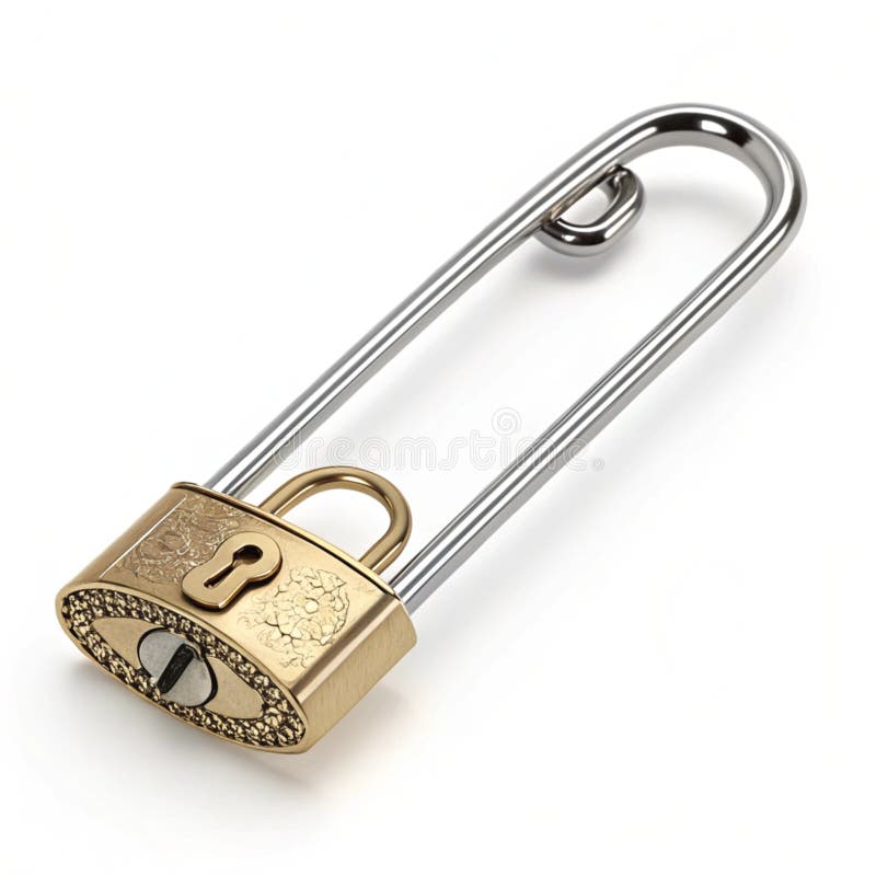 3D Safety Pin Lock Illustration Stock Illustration - Illustration of ...