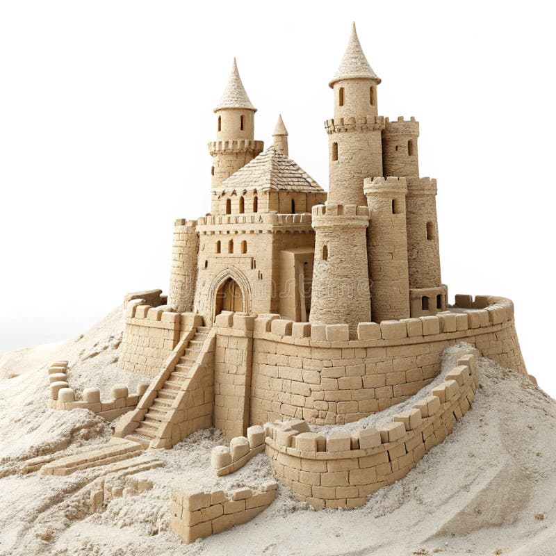 3D Sand Castle Isolated on White Background Stock Illustration ...