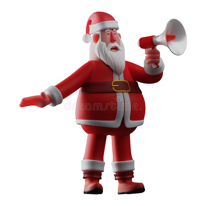 3D Santa Cartoon Design Speaking on a Megaphone Stock Illustration ...