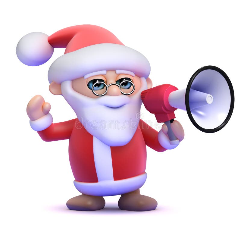 3d Santa Claus Has a Megaphone Stock Illustration - Illustration of ...