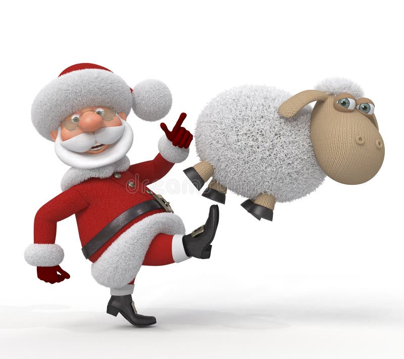 3d Santa Claus Mit Einem Lamm Stock Abbildung - Illustration von lamm ...