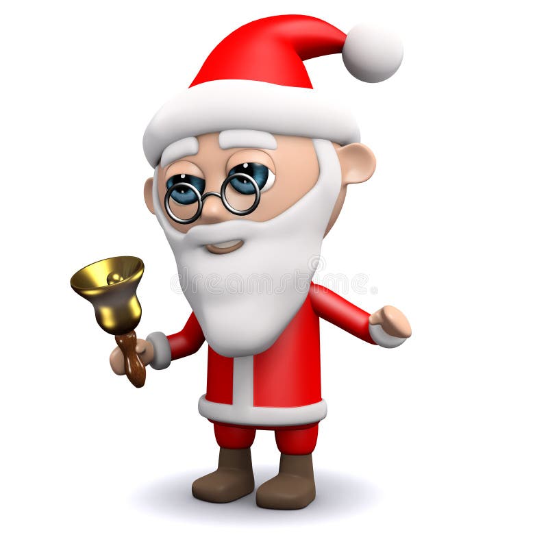 3d Santa Claus Rings His Bell Stock Illustration - Illustration of ...