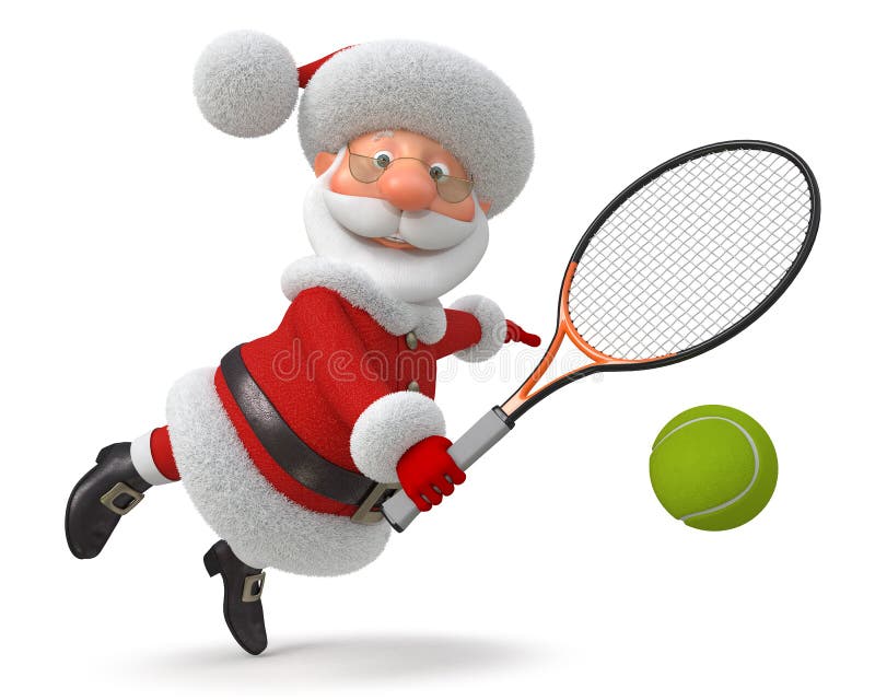 3d Santa Claus Speelt Tennis Stock Illustratie - Illustration of ...