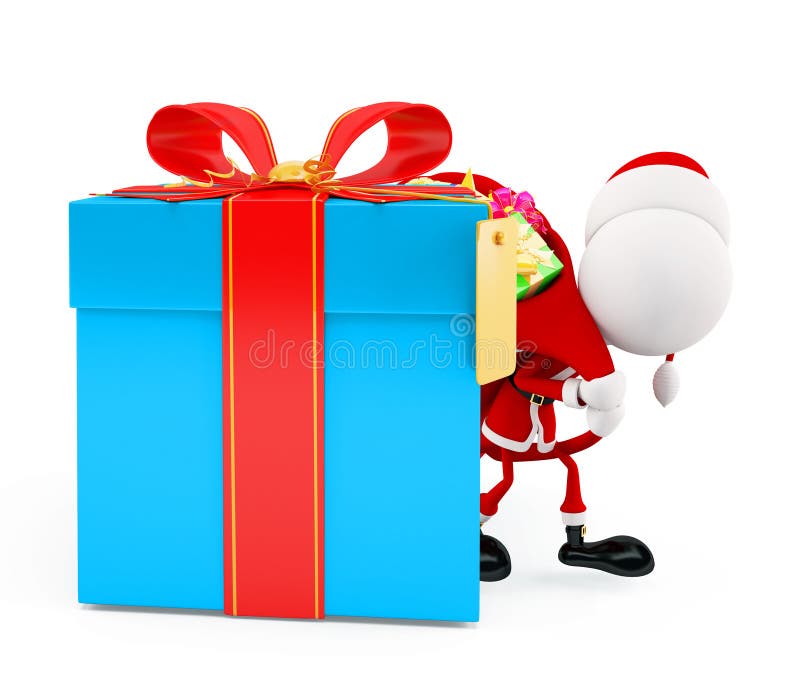 3d Santa with gift box stock illustration. Illustration of people ...