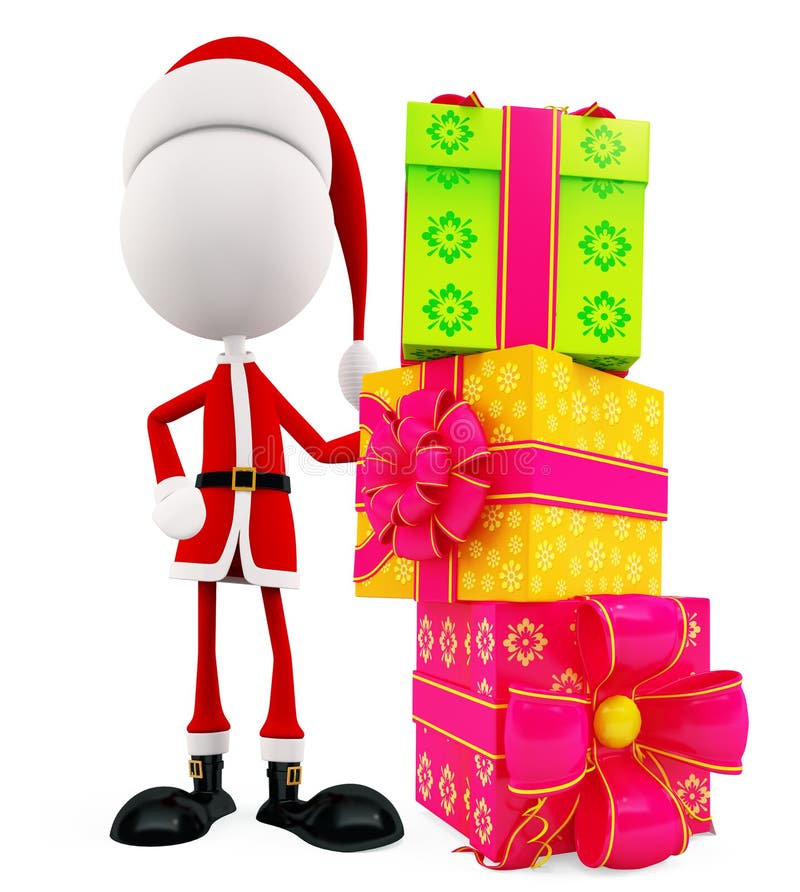 3d Santa with gift box stock illustration. Illustration of isolated ...