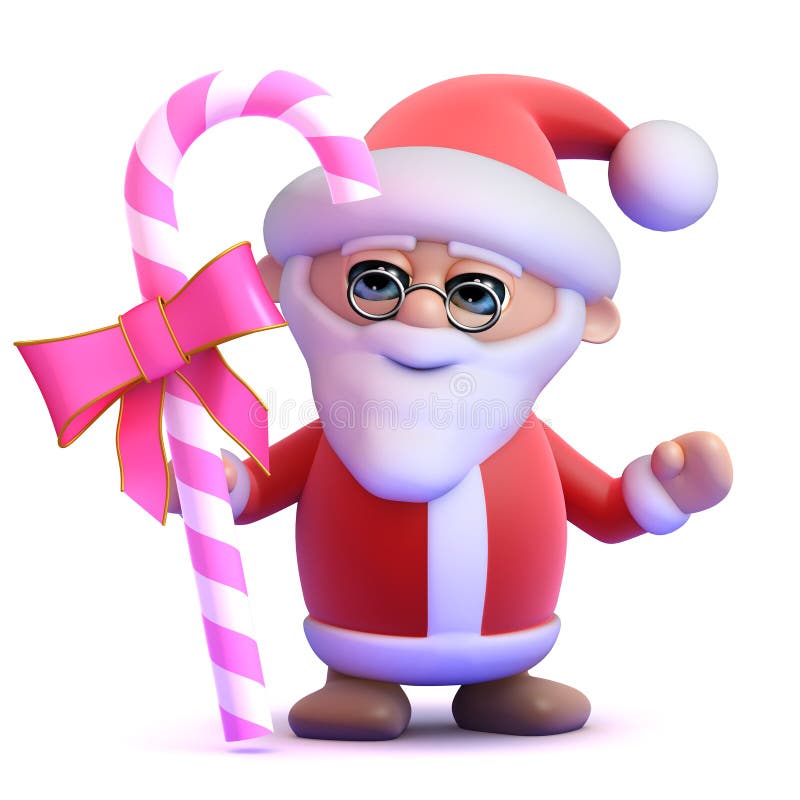 3d Santa has candy stock illustration. Illustration of cartoon - 40259405
