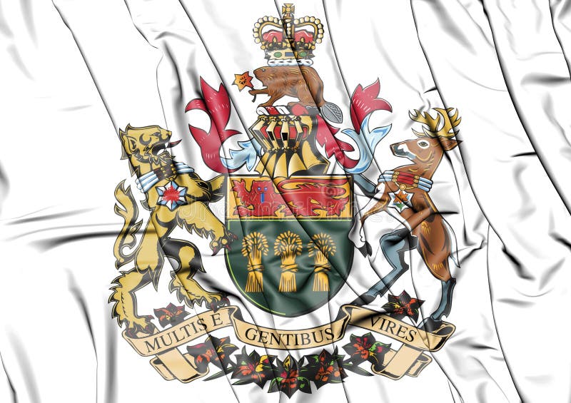 3D Saskatchewan Coat of Arms, Canada. Stock Illustration - Illustration ...