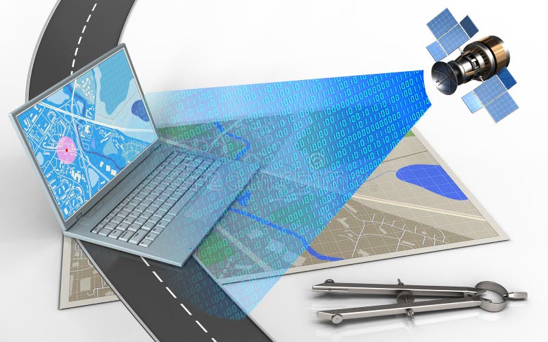 3d Satellite Digital Signal Stock Illustration - Illustration of ...