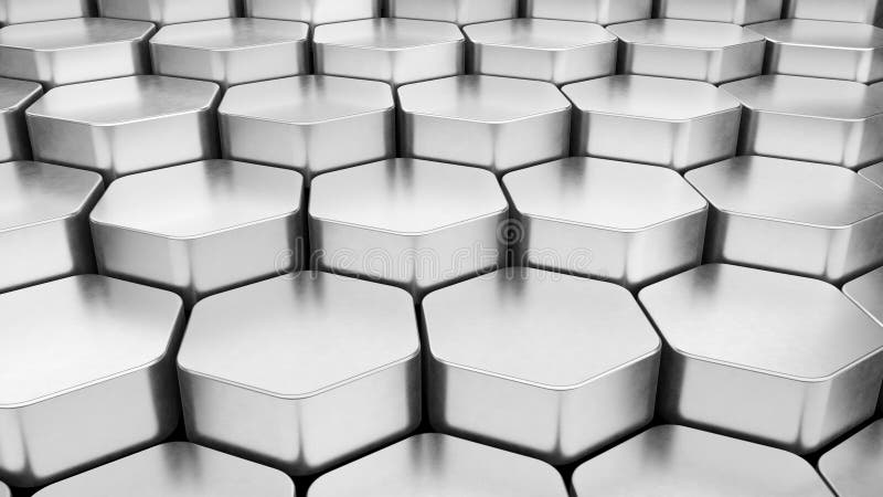 3d Satin Metal Hexagon Background in White. 3d Render Illustration ...