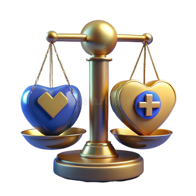 3D Scales with Coins and Heart Stock Illustration - Illustration of ...