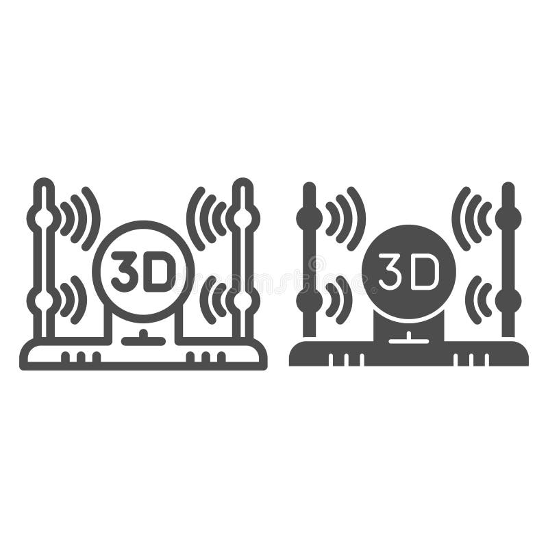 3D Scanner Line and Glyph Icon. 3d Scanning Vector Illustration ...