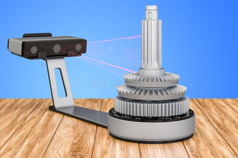 3d Scanner Scanning of Object with Computer Monitor, 3D Rendering Stock ...