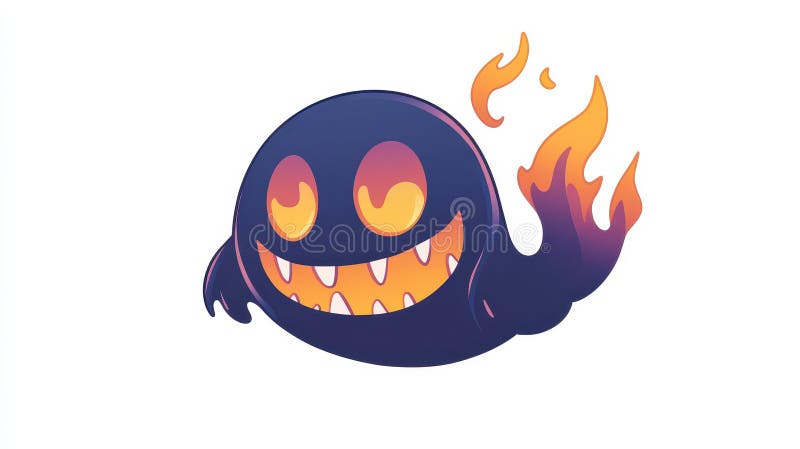 A Spooky Ghost Illustration with Fiery Eyes and Sharp Teeth, Capturing ...