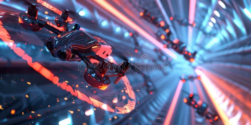 A 3D Scene of a Drone Racing Competition with Highspeed Drones ...