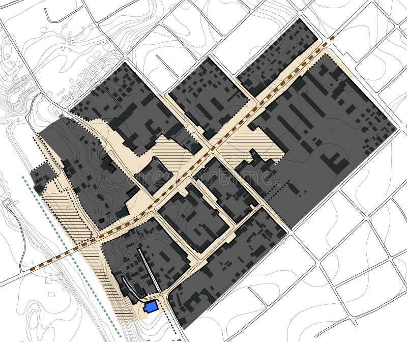 Scheme, 2d, small city stock illustration. Illustration of building ...